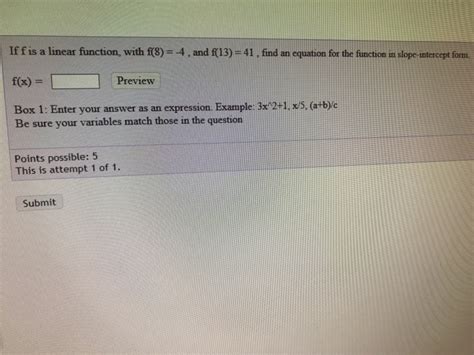 Solved If F Is A Linear Function With F And Chegg Com