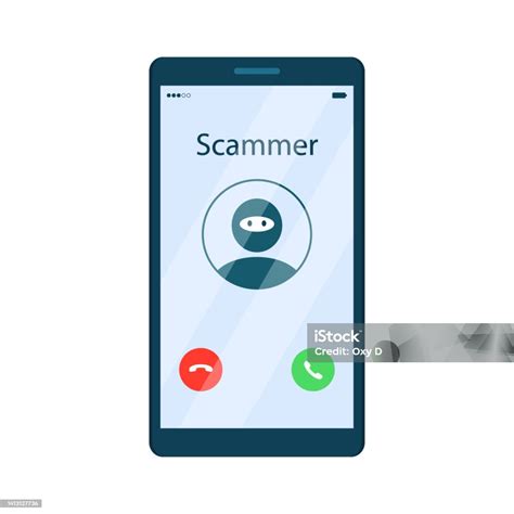 전화 사기 및 부정 행위 피싱 휴대 전화 화면에서 사기 발신자로부터 걸려 오는 전화 플랫 만화 스타일의 벡터 일러스트레이션 사기꾼에 대한 스톡 벡터 아트 및 기타 이미지