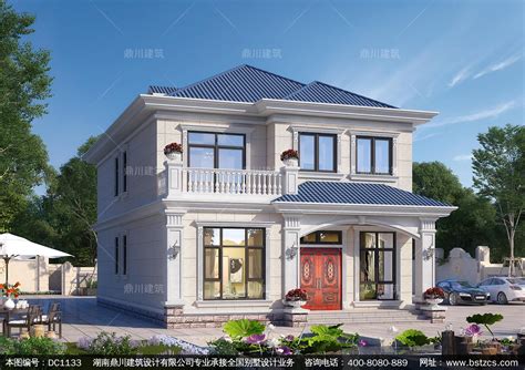 欧式二层实用别墅图纸及外观效果图农村自建房屋设计鼎川建筑二层别墅图纸超市别墅图纸超市