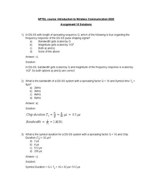 Assignment 10 Solutions Updated Pdf Bandwidth Signal Processing Telecommunications