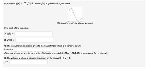 Solved point Let g x ſă f t dt where f t is given Chegg com