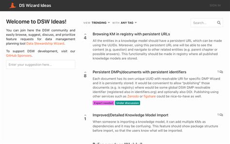 Help Center Data Stewardship Wizard