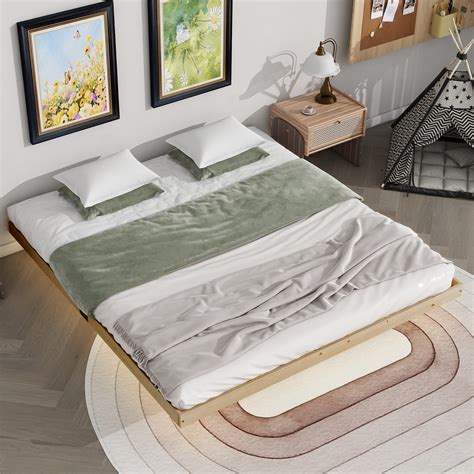 Pouseayar Minimalist Bedroom King Size Floating Bed Frame With Led