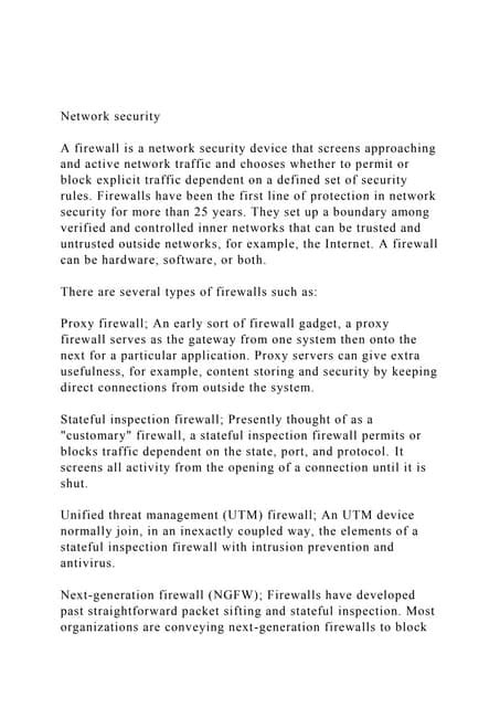 Network Security A Firewall Is A Network Security Device Thadocx