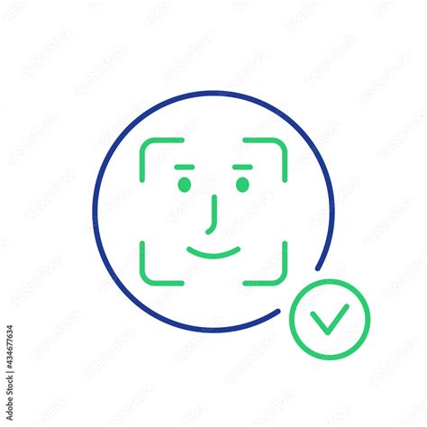 Face Recognition Biometric Identification Line Icon Facial Scanning
