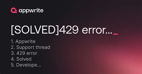 Solved 429 Error Threads Appwrite