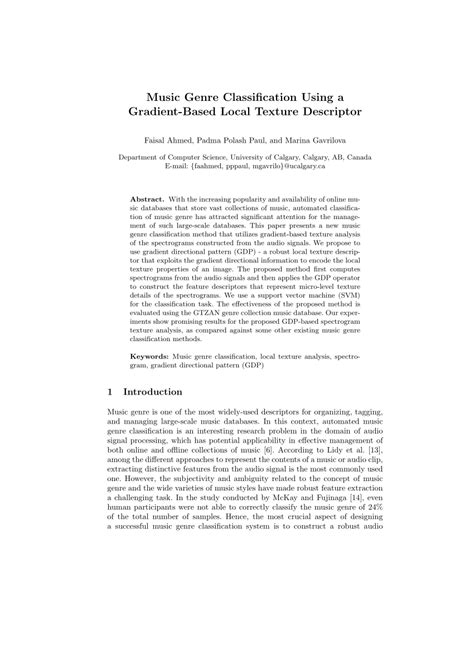 pdf music genre classification using a gradient based local texture descriptor