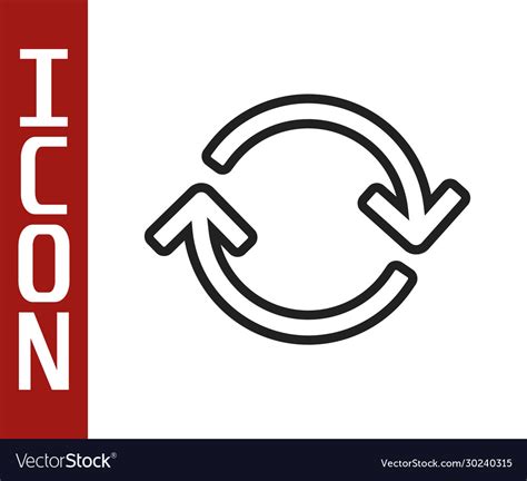 Black Line Refresh Icon Isolated On White Vector Image