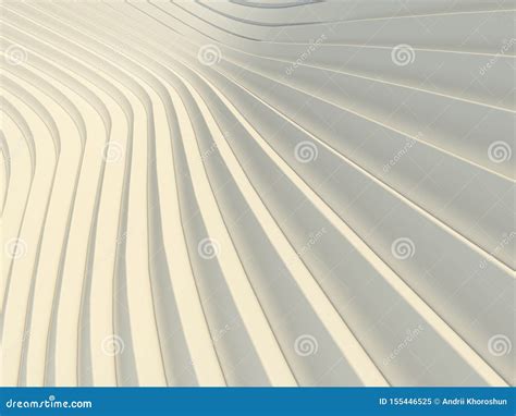 Abstract White Waves And Lines Pattern Futuristic Background 3d Rendering Stock Illustration