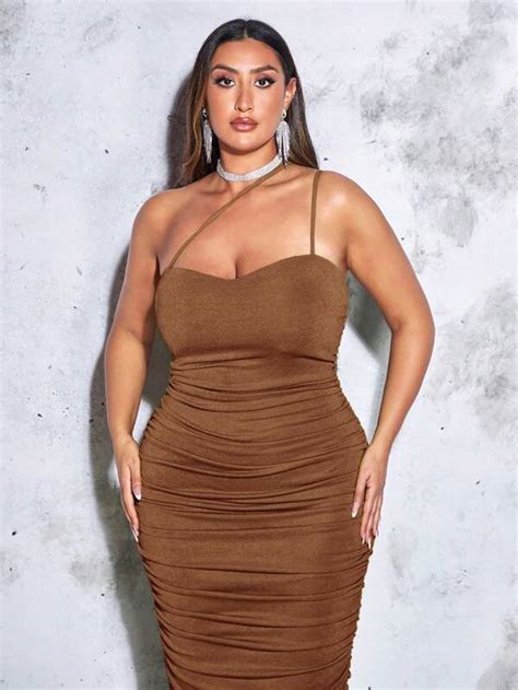 Shein Bae Plus Ruched Bodycon Dress Shein Usa