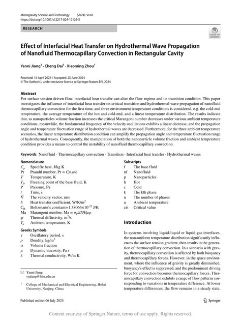 Effect Of Interfacial Heat Transfer On Hydrothermal Wave Propagation Of Nanofluid
