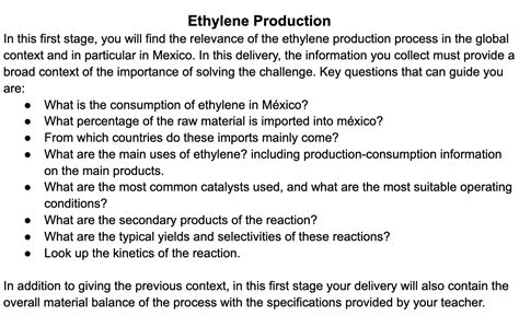 Solved Ethylene ProductionIn This First Stage You Will Find Chegg Com