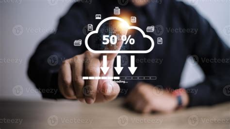 Cloud Storage Technology Concept Businessmen Use Laptops To Synchronize Documents Or Data To