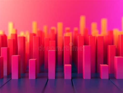 Abstract 3d Of Pink And Orange Bars On A Blue Background Representing Growth Data