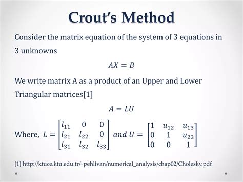 Crout S Method For Solving System Of Linear Equations Pptx