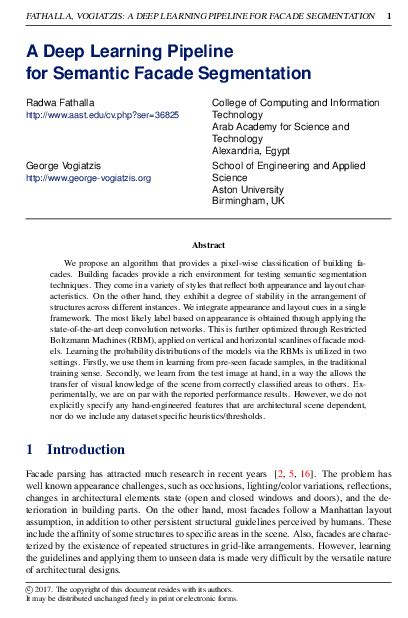 Pdf A Deep Learning Pipeline For Semantic Facade Segmentation