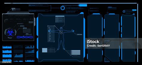 의료 스캐닝 의설계 Hud 인터페이스 요소입니다 현대 건강 검진 Hud 스타일 하이테크 배경에 건강 미래 디자인 간호사에 대한 스톡 벡터 아트 및 기타 이미지 Istock