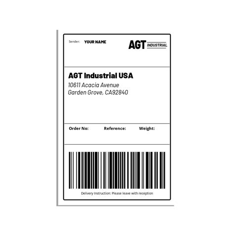 Shipping Label Agt Industrial Inc Shipping Label A Shipping Label