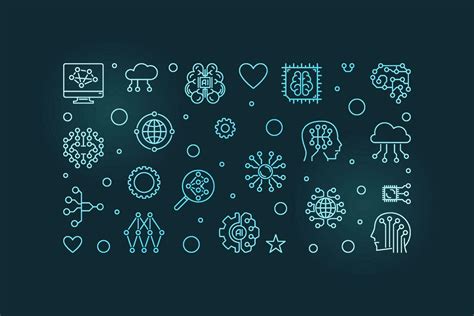 Artificial Intelligence Digital Brain Technology Outline Horizontal