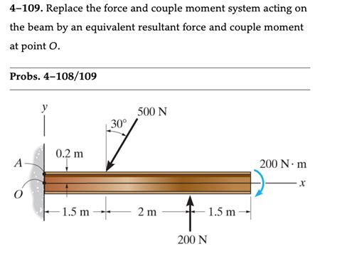 Solved 4 109 Replace The Force And Couple Moment System Chegg
