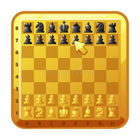 Golden Chess Board And Set Chess Figures For 2d Game Ui Stock Vector Illustration Of Conflict