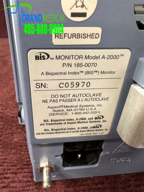 Bis Xp Aspect Model A2000 Brain Monitor W Sensor Cable Module Medsold