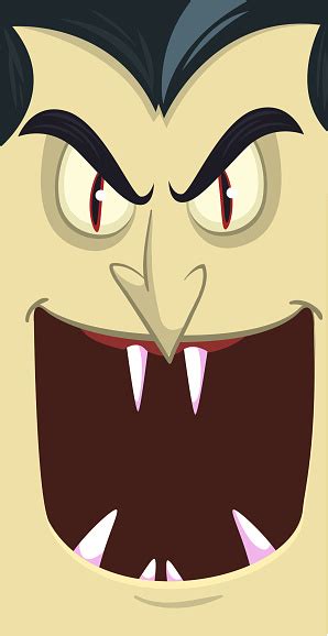 즐거운 할로윈 보내세요 드라큘라 얼굴 아바타 백작 큰 열린 입 혀 송곳니가있는 귀여운 만화 뱀파이어 캐릭터 가공의 인물에 대한