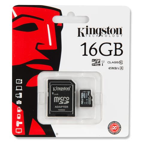 Kingston microSDHC Card 16GB - карта памет 16GB + SD преходник (клас 10 ...