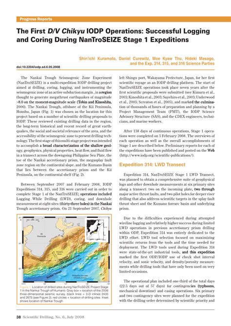 Pdf The First Dv Chikyu Iodp Operations Successful Logging And