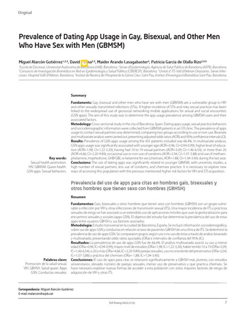 Prevalence Of Dating App Usage In Gay Bisexual And Other Men Who Have Sex With Men Gbmsm