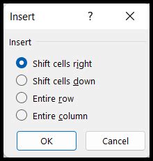 Insert Cell In Excel Keyboard Shortcut