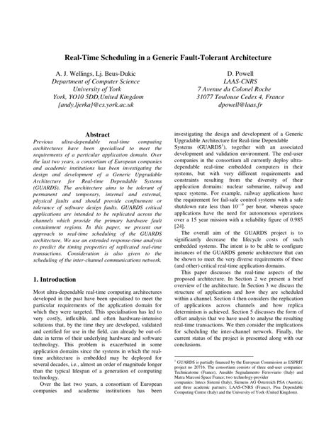 Pdf Real Time Scheduling In A Generic Fault Tolerant Architecture