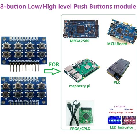 8 Button Low High Level Push Buttons Module 8 Keyboard Keypad For Arduino Due Breadboard
