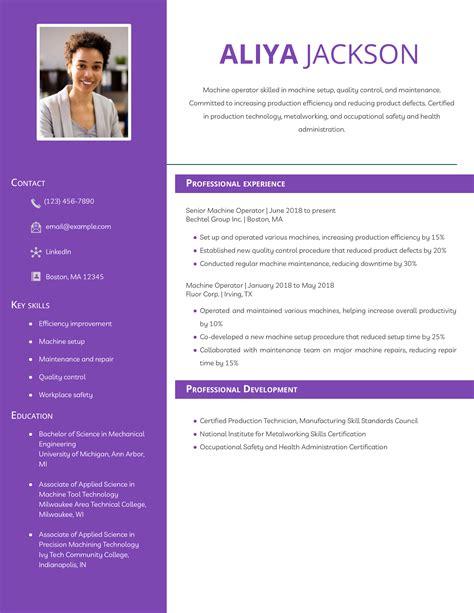 Best Machine Operator Resume Examples And Templates For 2025 Best Machine Operator Resume Examples And Templates For 2025