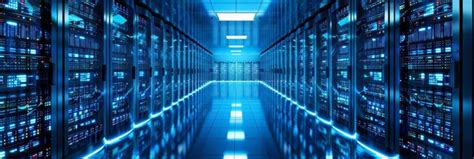 Illuminated Modern Data Center With Server Rackssymbolizing Secure And Highperformance Computing