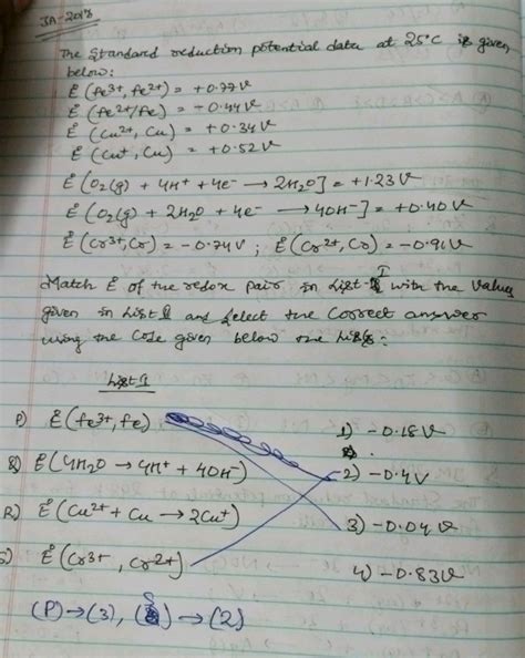 3 A 2013 The Standard Reduction Potential Data At 25 Circ Mathrm C I