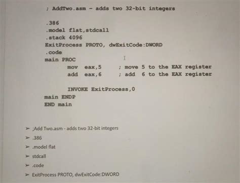 Solved Addtwo Asm Adds Two 32 Bit Integers 386 Model