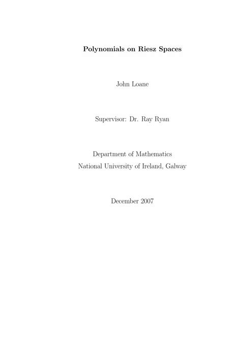 Pdf Polynomials On Riesz Spaces John Loane Supervisor Dr Ray Ryan Dokumentips