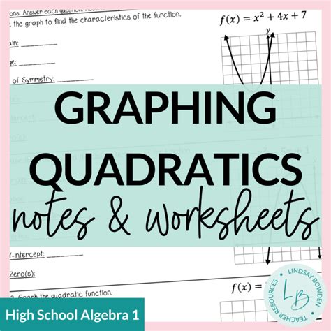 Graphing Quadratics Notes And Worksheets Lindsay Bowden