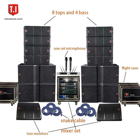 Dual Inch Powered Line Array Speakers Set With Inch Subwoofer Amplifier Mixer Monitor