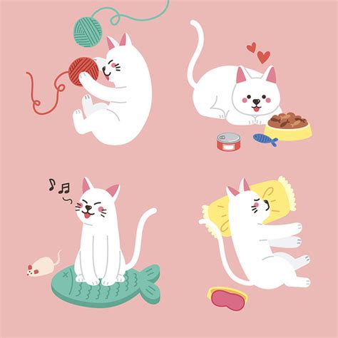 유토이미지 고양이 다양한 동작 일상 벡터 일러스트