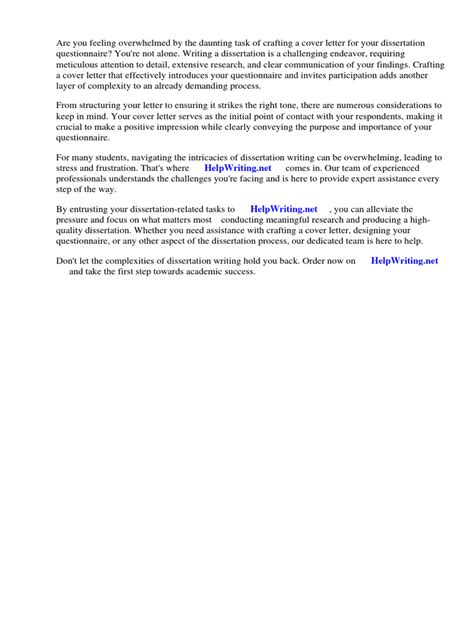 Sample Cover Letter For Dissertation Questionnaire Pdf Thesis Questionnaire