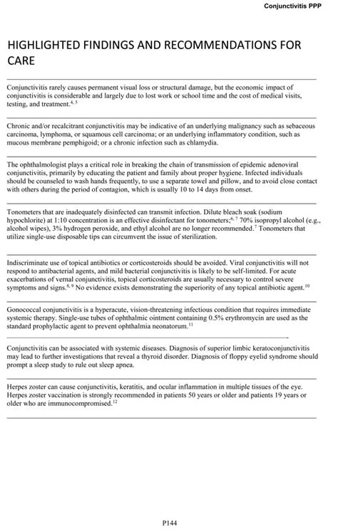 Conjunctivitis Preferred Practice Pattern Ophthalmology