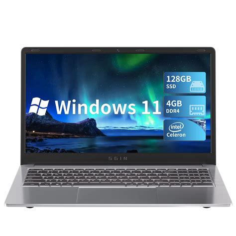 SGIN Laptop 15 6 Inch 4GB DDR4 128GB SSD Windows 11 Laptops With Intel Celeron N4020C Up To 2 8