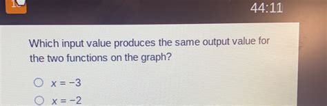 4411 Which Input Value Produces The Same Output Value For The Two Functions On The Grap Math