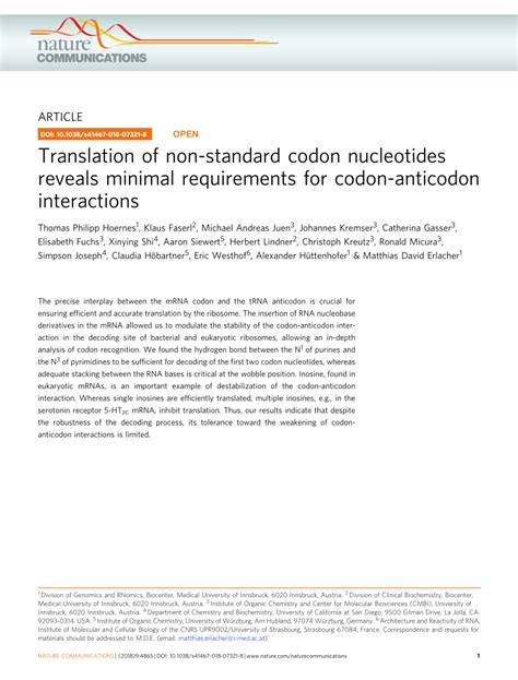 PDF Translation Of Non Standard Codon Nucleotides Reveals Minimal Requirements For Codon
