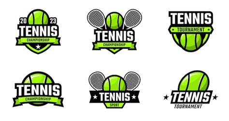 배지 또는 엠블럼 스타일의 테니스 스포츠 컬렉션 프리미엄 벡터