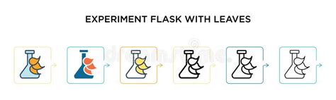 Experiment Flask With Leaves Symbol Vector Icon In 6 Different Modern Styles Black Two Colored