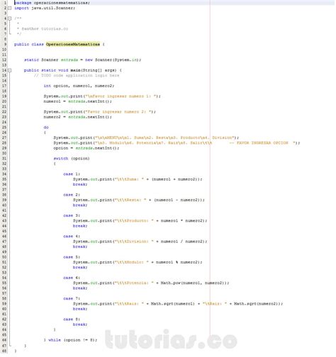 Sentencia Case Java Operaciones Matematicas Tutorias Co