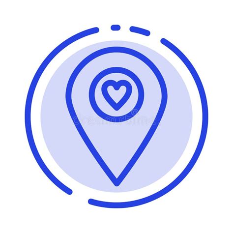 Heart Location Map Pointer Blue Dotted Line Line Icon Stock Vector
